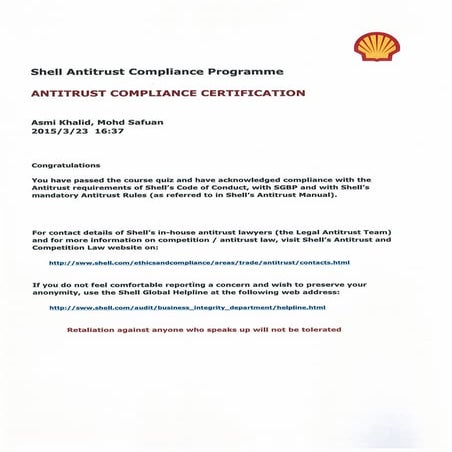 SHELL ANTITRUST COMPLIANCE PROGRAMME | PDF | Financial Regulation | Economy