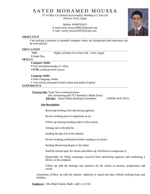 sayed moussa .resume1 | PDF