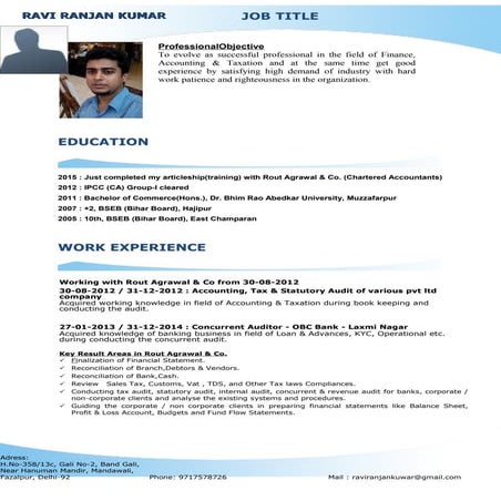 CV of Ravi | DOC | Business Accounting & Finance | Business