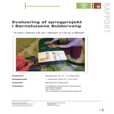 Evaluering af sprogprojekt for 2,7 - 3,3 årige | PDF