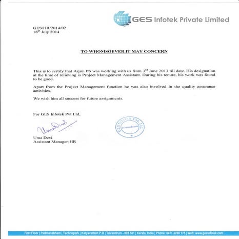 Experience certificate | PDF