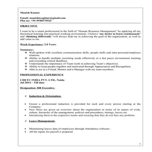 Manish Kumar - Resume | DOC