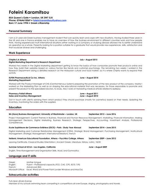 Avakaritsa Anna CV 2016 | PDF