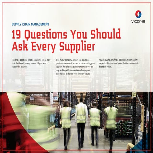 19 Questions You Should Ask Every Supplier | PDF