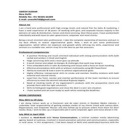 Resume of Umesh Kumar | DOCX