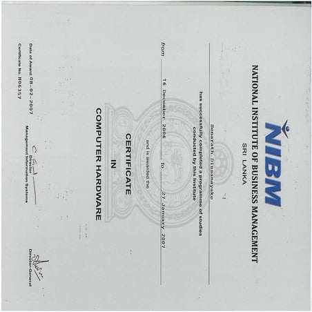 NIBM Certificate | PDF