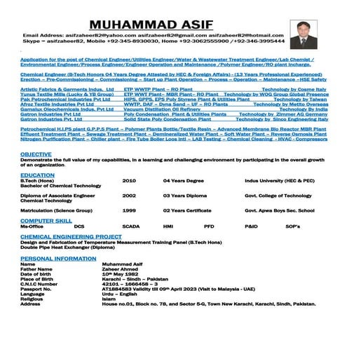 MUHAMMAD ASIF CV - JUNE-2016 | PDF
