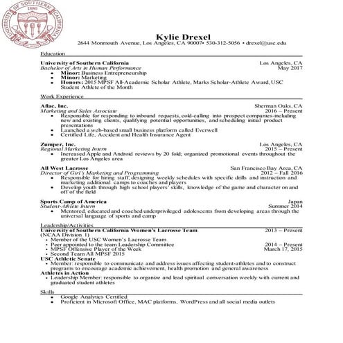 Final Resume Editted! | DOCX | Lacrosse | Sports
