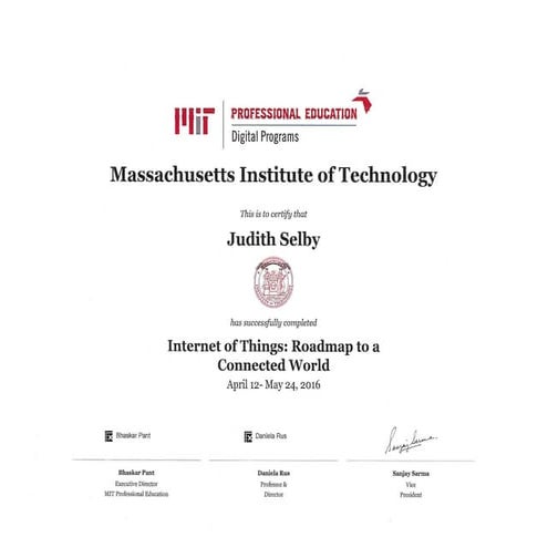 MIT Certificate Internet of Things - April 12 - May 24, 2016 | PPT