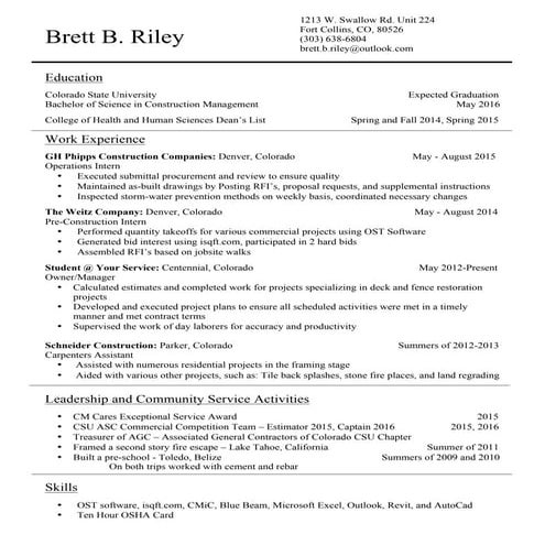Brett Riley's Resume | PDF