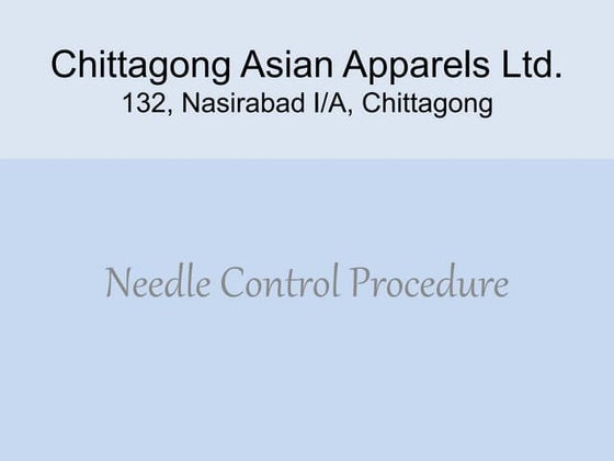 Needle Control Policy in Apparel Industry | PDF