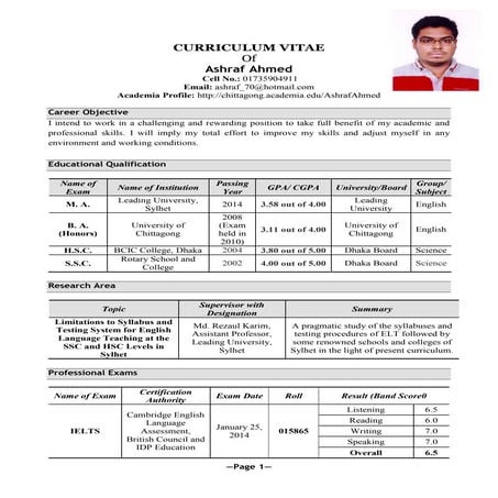 CV of Ashraf Ahmed | PDF