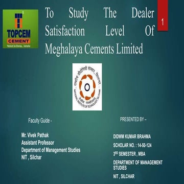 MCL... TO STUDY THE DEALER SATISFACTION LEVEL OF MCL | PPTX