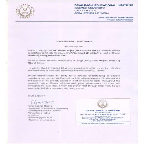 3D Printer Certificate | PDF