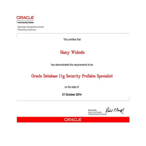 Oracle Database 11g Security Presales Specialist Ppt