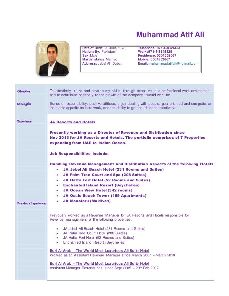 Muhammad Atif Ali CV 2015 Muhammad Atif Ali CV 2015
