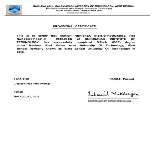 Provisional Certificate | PDF | Technology & Computing