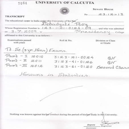 B.Sc. Transcript | PDF