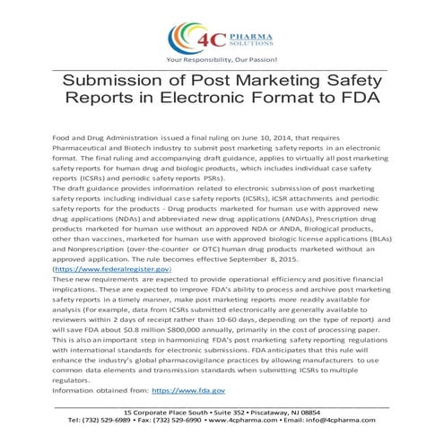 Providing Submissions in Electronic Format-Post Marketing Safety Report ...