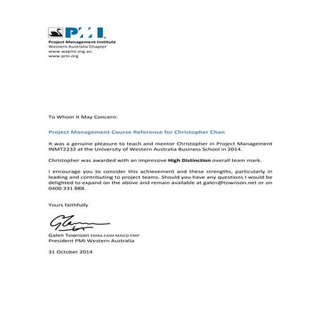 INMT2232-14 Reference Letter - Christopher Chan | PDF