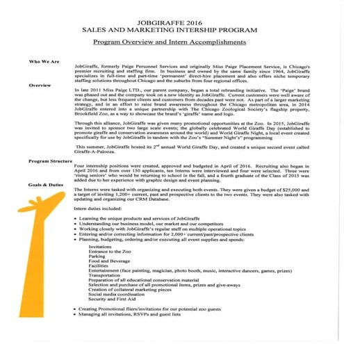 2016 - JobGiraffe - Summer Internship Goals and Accomplishments - Final ...