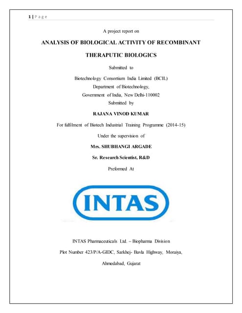 Intas Biopharma Brochure | PDF