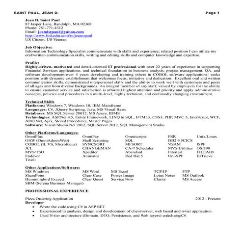JeanDStPaul Resume LinkedIn | PDF