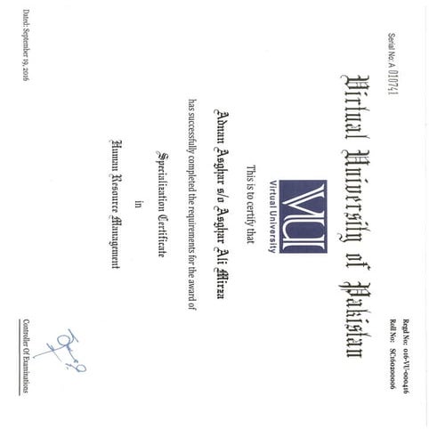 Specialization Certificate in HR | PDF