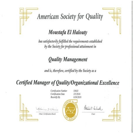 Certified Manager of Manager Organizational Excellence | PDF