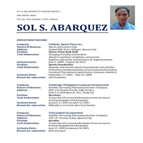 sol resume | DOCX