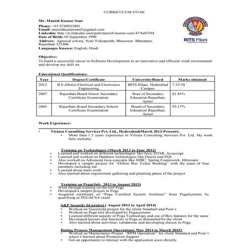 Manish resume for company | PDF