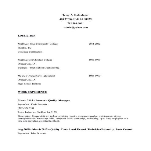 Terry Dolieslager Resume October 1,2015-final copy | DOCX