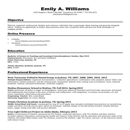 Emily A. Williams Resume | PDF