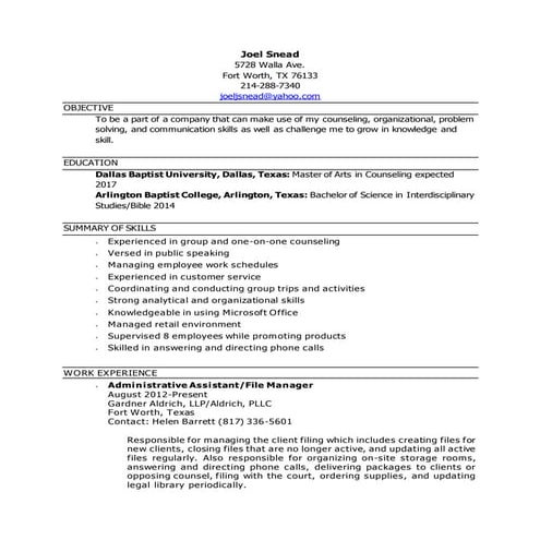 Joel Snead Resume 2015 | PDF