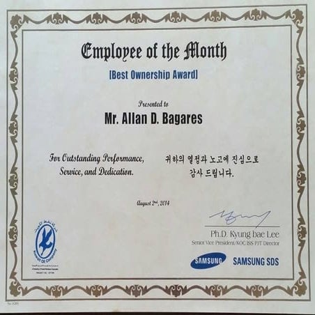 Employee of the Month Certification (Samsung) | PDF