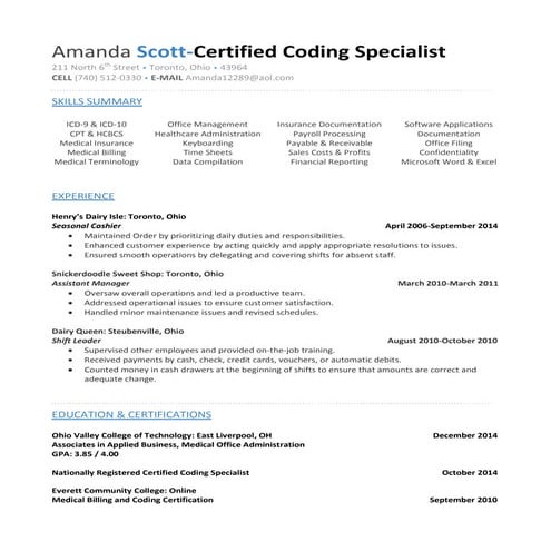 Amanda Scott Coder Resume | PDF