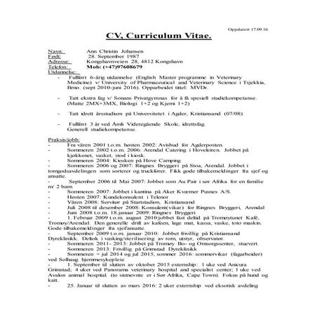 CV, oppdatert 17.09.16
