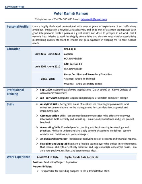 MADA MWIMBI CV | PDF
