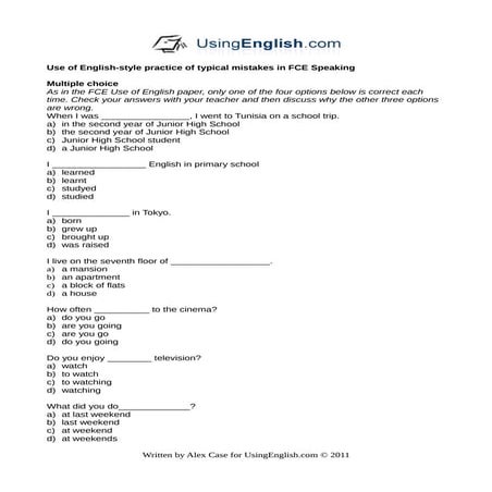 Fce first-certificate-in-english-speaking-common-mistakes | PDF