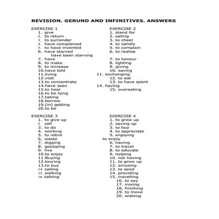 Fce Revision Of Gerunds And Infinitives | DOC | Fitness and Exercise ...
