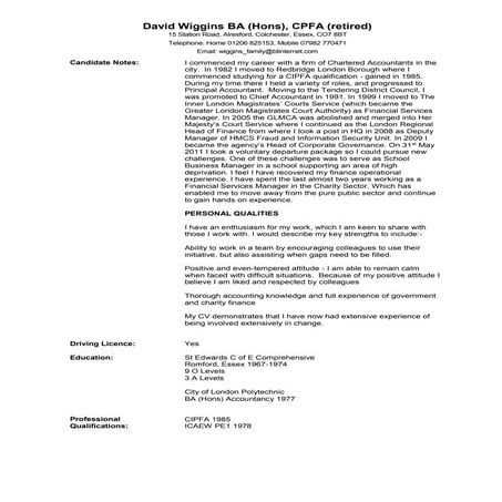 161220 David Wiggins abridged CV | PDF