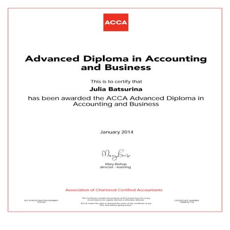 Advanced Diploma Certificate | PDF
