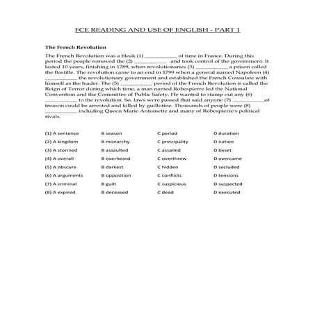 FCE Reading and Use of English - part 1 | PDF