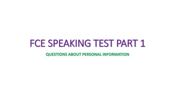 IELTS speaking test part 1 questions | PDF