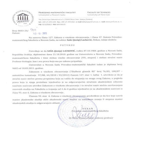 potvrda o izjednacenju sa masterom | PDF