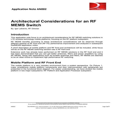 AN002 Architectural Considerations for RF MEMS | PDF