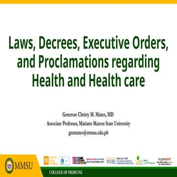 FCM III - Laws and Decrees regarding Health in the Philippines.pptx