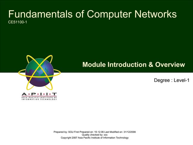 Fundamentals Of Computer Networks Module Introduction Ppt