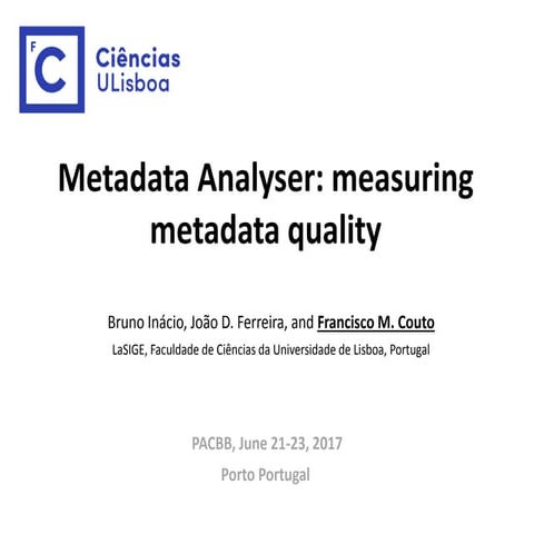 Metadata Analyser: measuring metadata quality | PPT