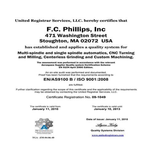 F.C. Phillips Iso As Cert | PDF